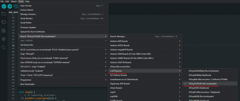 Programming ATtiny with Arduino code • Wolles Elektronikkiste